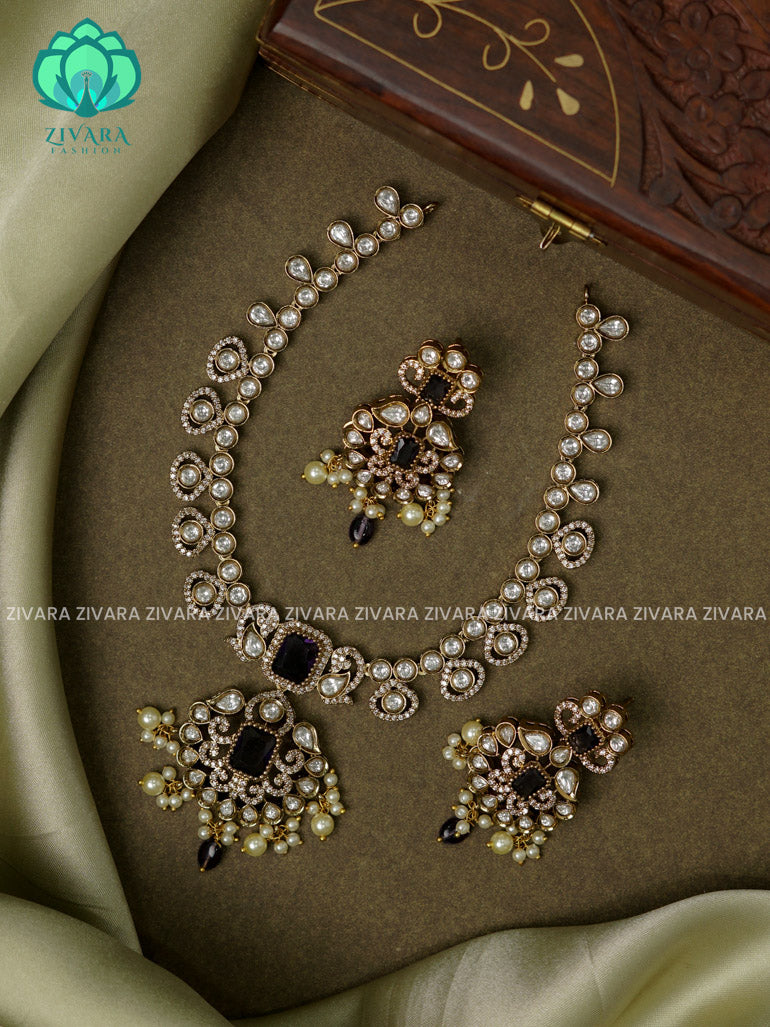 PURPLE - KUNDAN - Ultra premium victoria finish polish trending neckwe ...