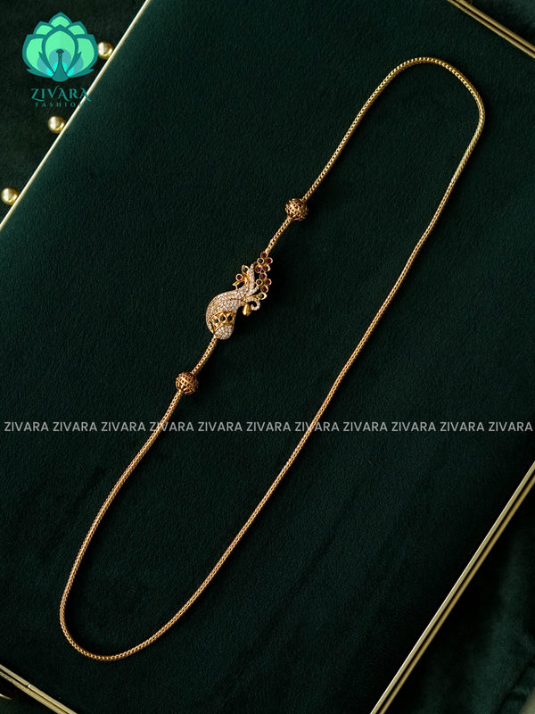 PEACOCK MOTIF 24" mogapu chain with premium gold polish -Traditional s ...